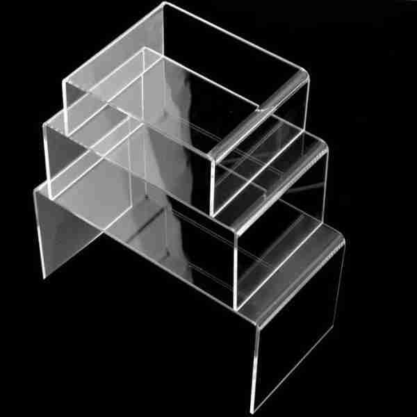 Clear Acrylic Display Risers Shelf 3 Pack Showcase Fixtures for Jewelry ...