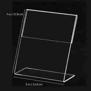 L Shaped Acrylic Sign Holder 5x7 Inches Vertical - Chinov Display