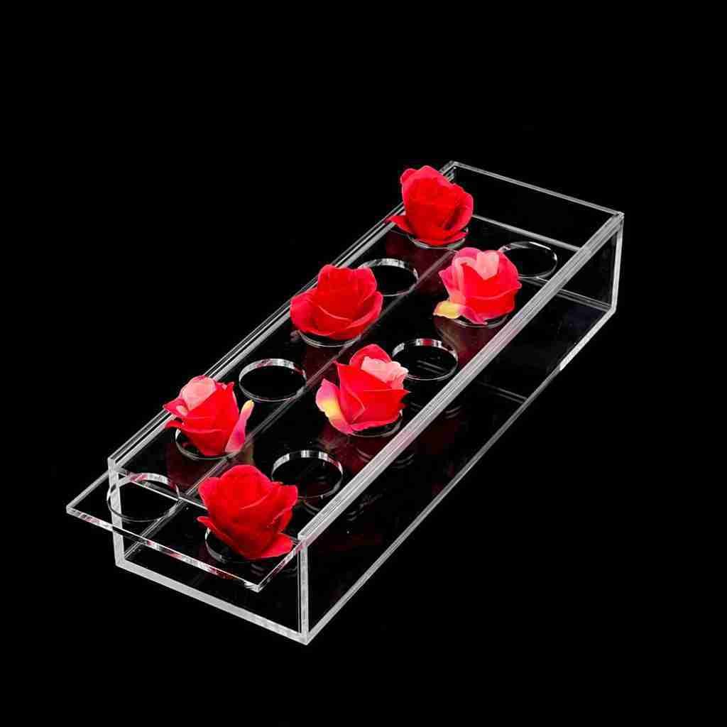 Rectangular Acrylic Flower Display Box with Sliding Lid - Chinov Display